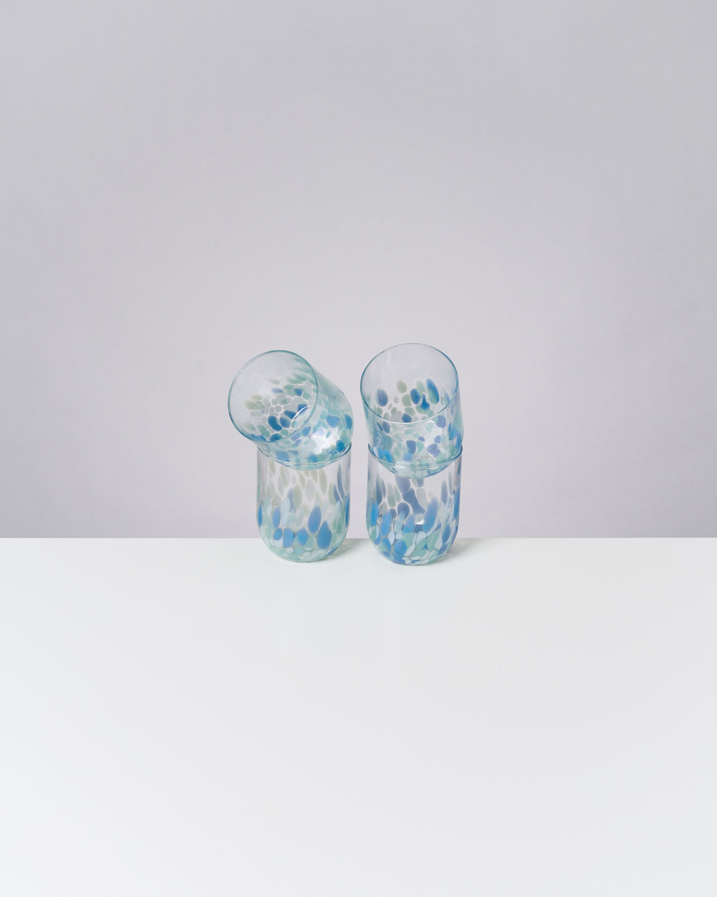 Alegria 4er Set Glas groß drops blau weiß – Motel a Miio