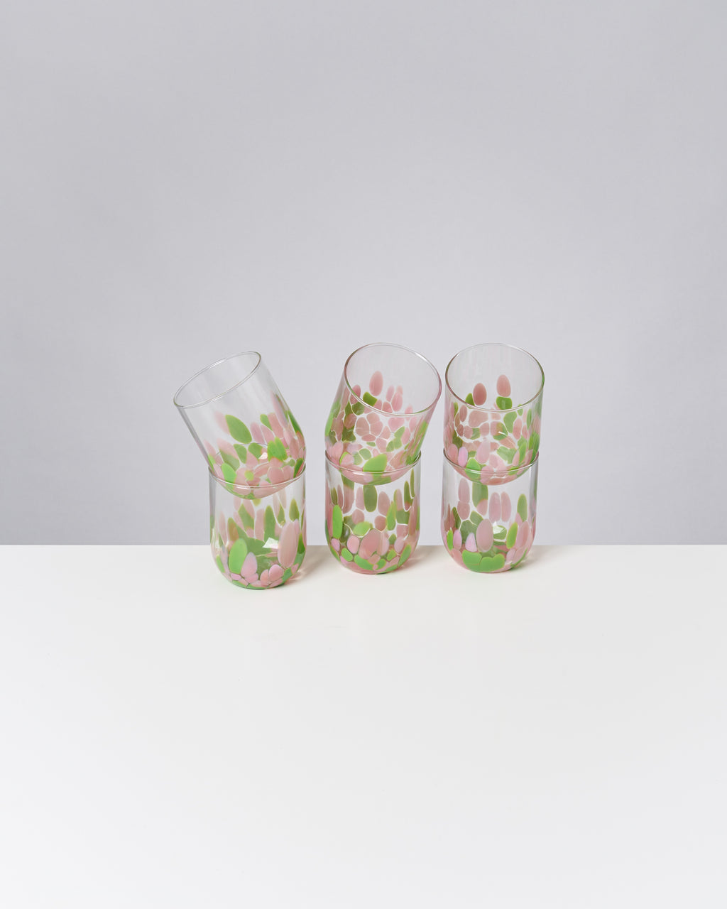 Alegria 6er Set Glas groß drops rosa grün – Motel a Miio