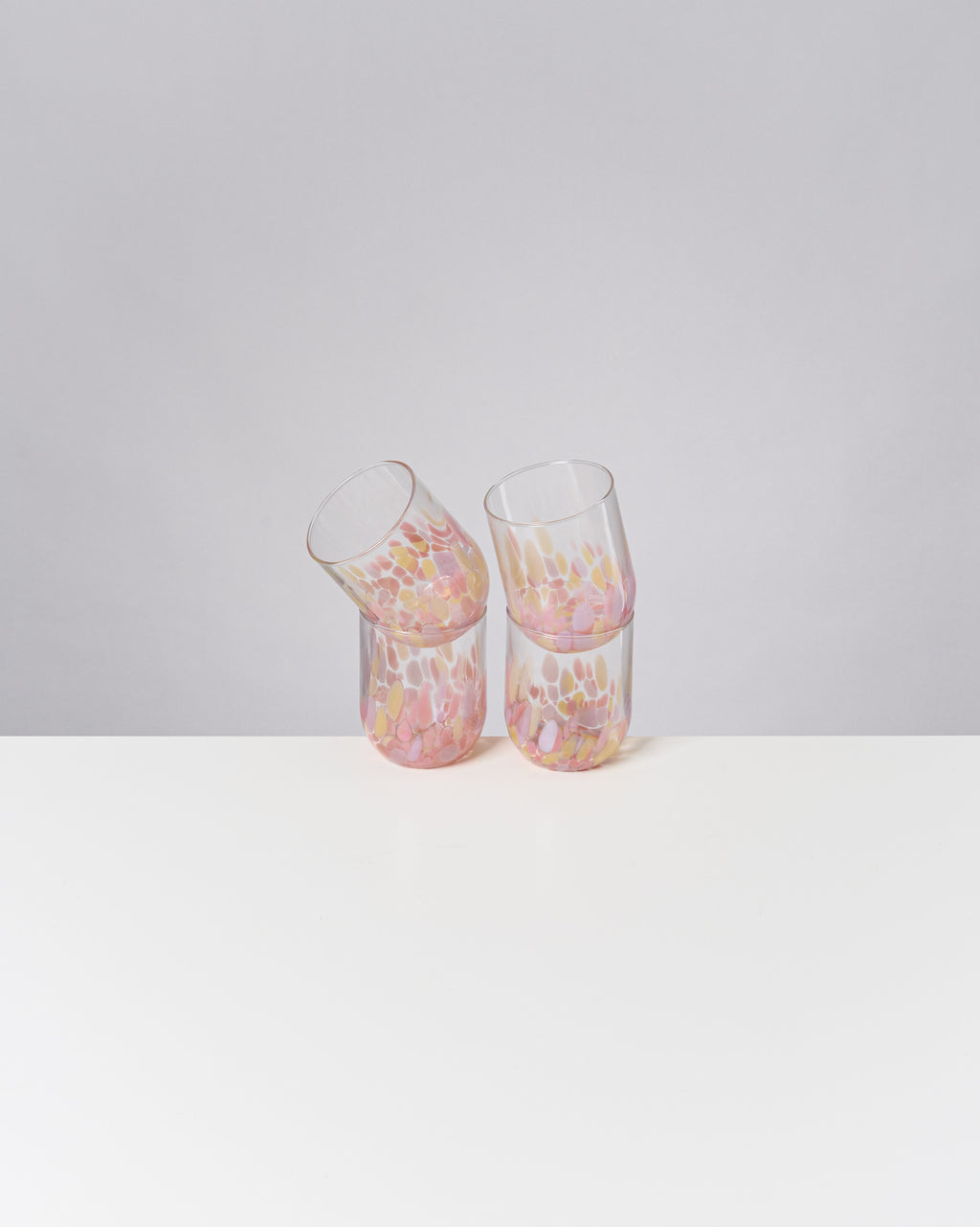Alegria 4er Set Glas groß drops rosa sand – Motel a Miio