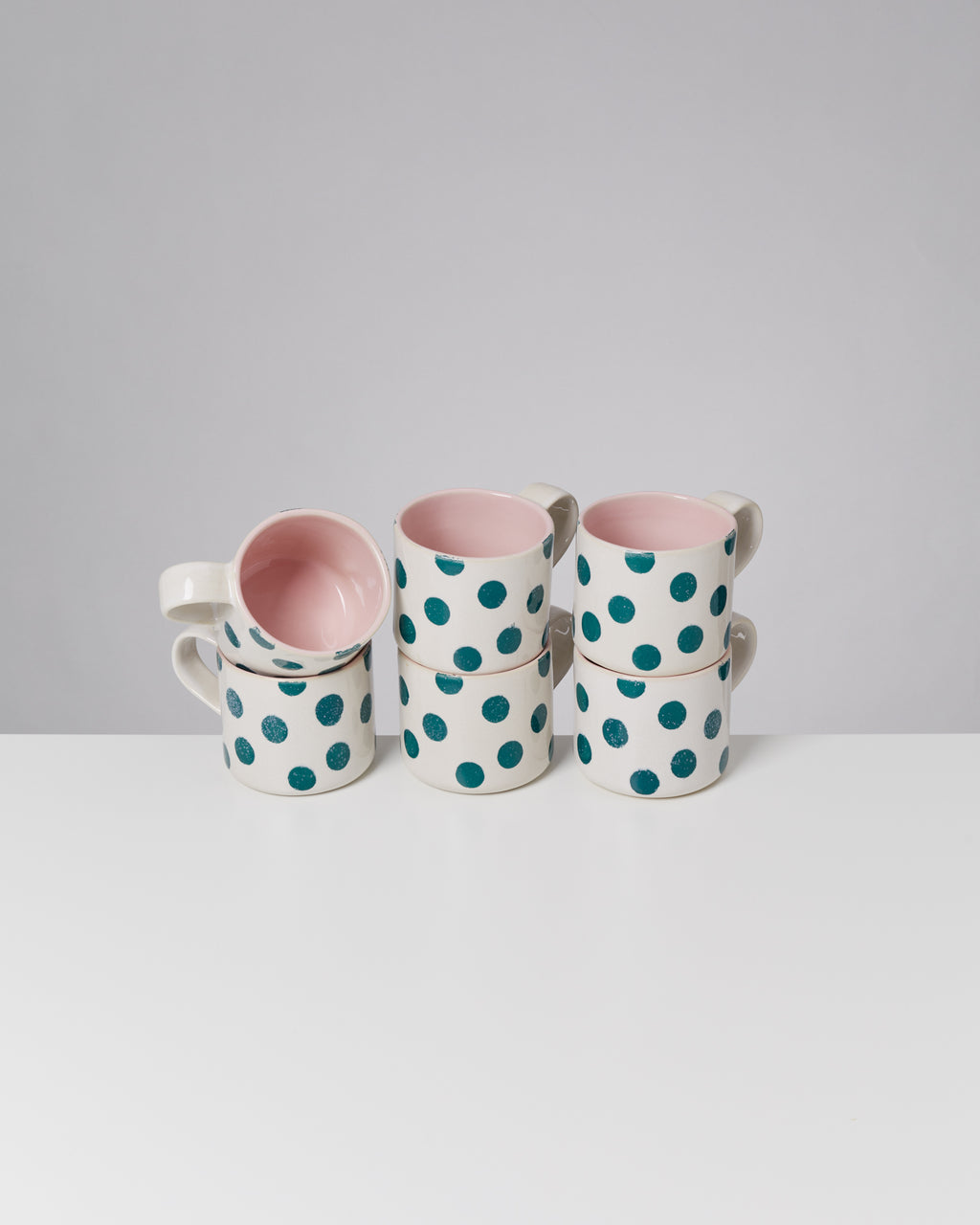 Nódoa 6er Set Tasse rosa mit grünen Punkten – Motel a Miio